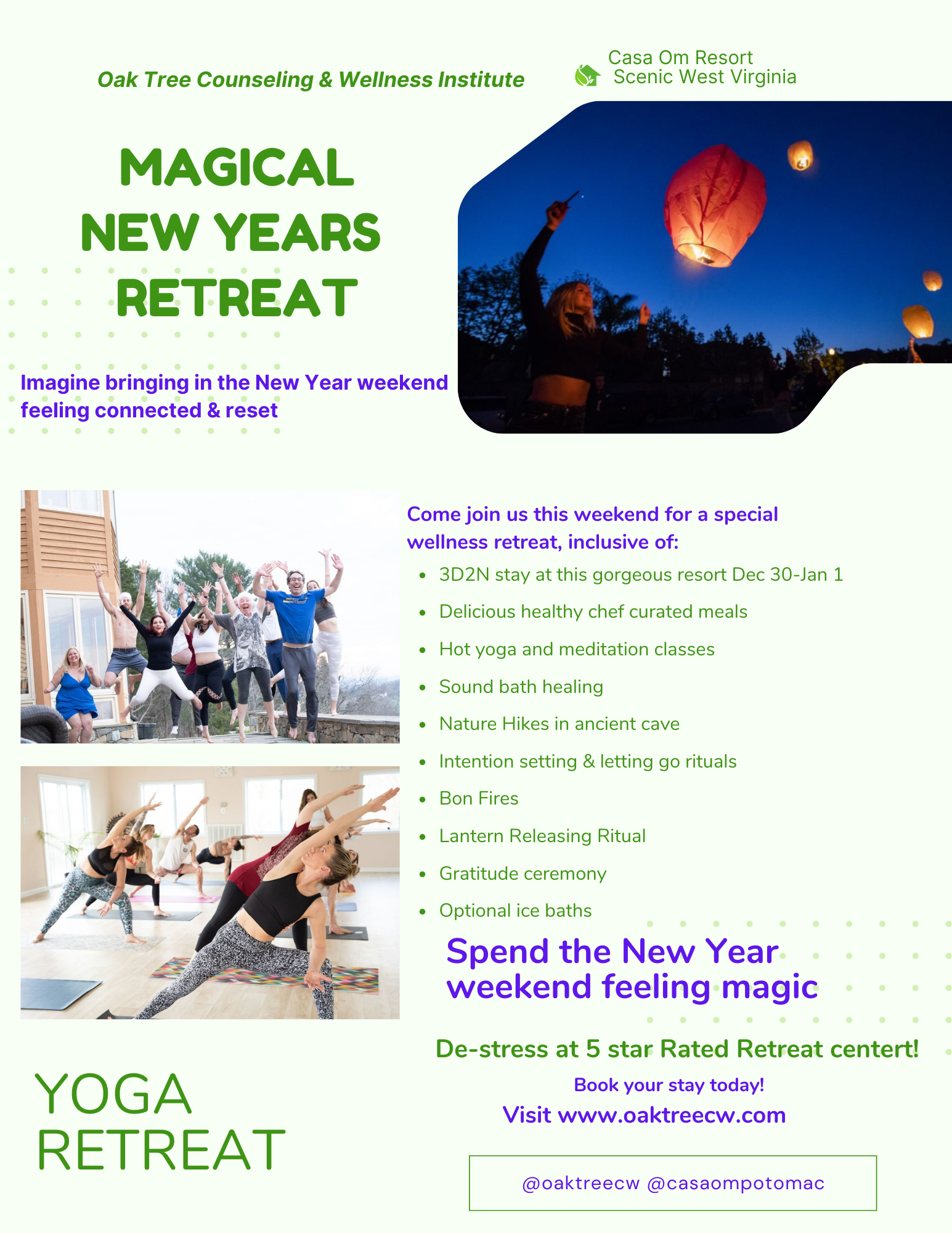 Magical New Year's yoga Retreat by Oak Tree Counseling & Yoga in Falls ...